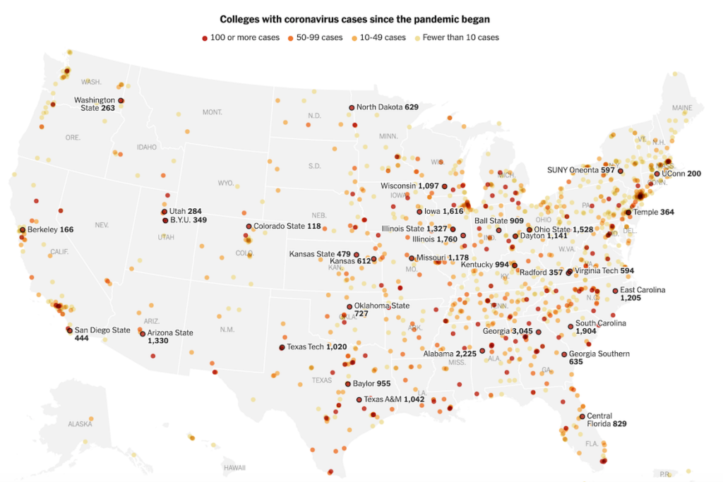 Visualizing COVID-19 Cases on College Campuses – Center for Data Innovation